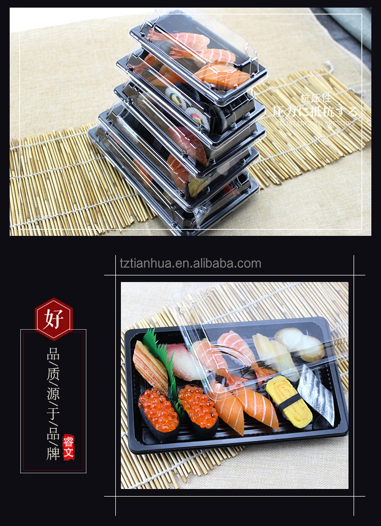 Antifog PS Rectangular Plastic Sushi Packaging Box Sushi Take Out ...