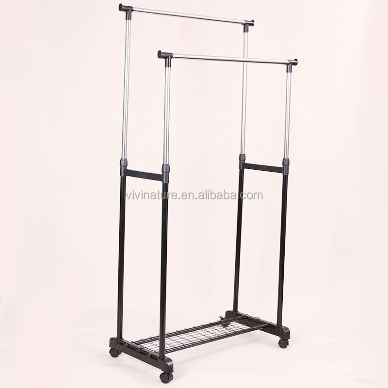 Height Adjustable Floor Stand Lifting Cloth Rack With 4 Wheels - Buy ...
