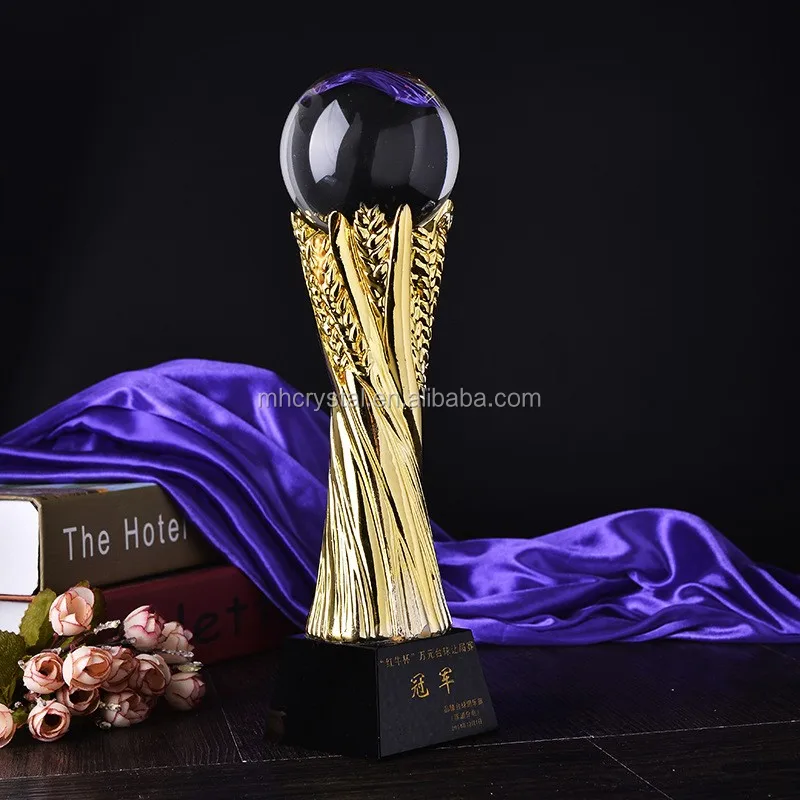 Metal Wheat Crystal Ball Trophy Awards Mh-j0927 - Buy Ball Awards ...