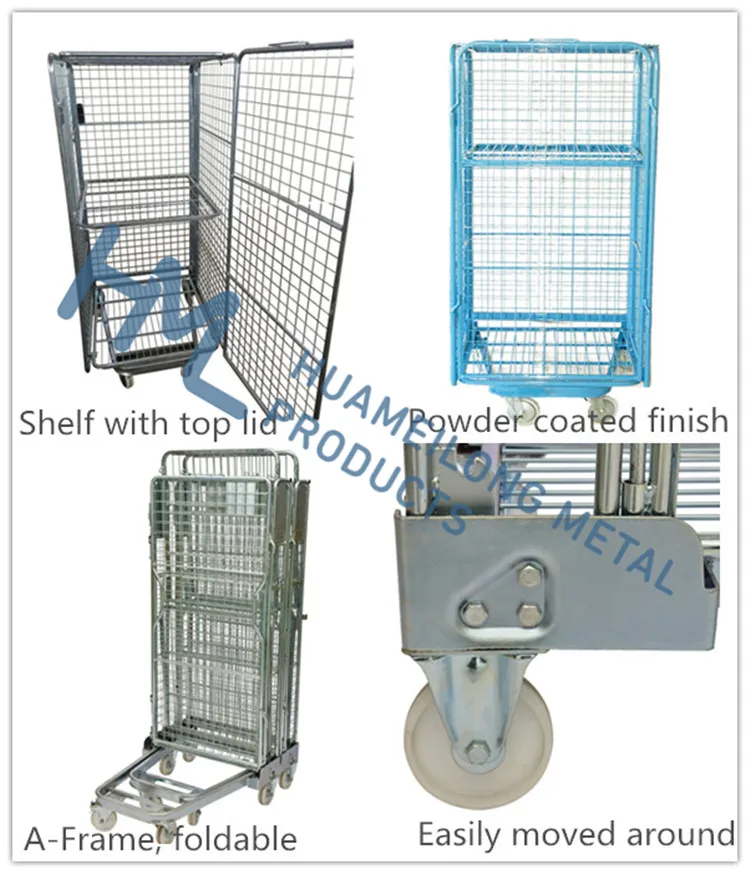 Foldable metal zin plated logistics collapsible warehouse security ...