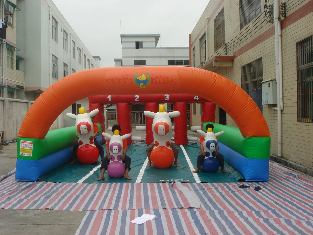 4 Lane Inflatable Horse Racing, Inflatable Jumping Horse Race ...