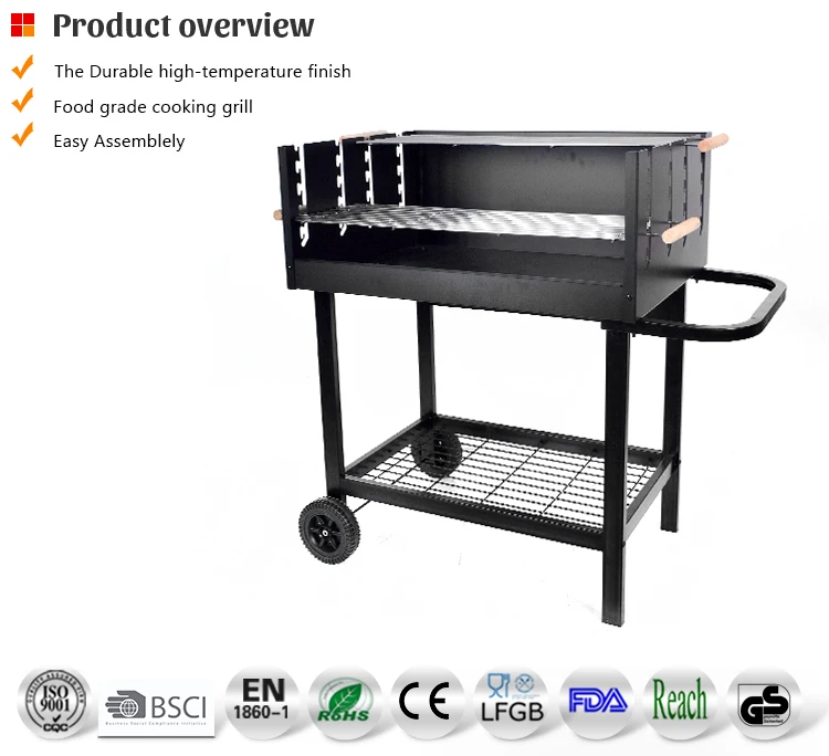 Patio Trolley Barbeque Forest Wood Burning Rectangle Charcoal Bbq Grill ...