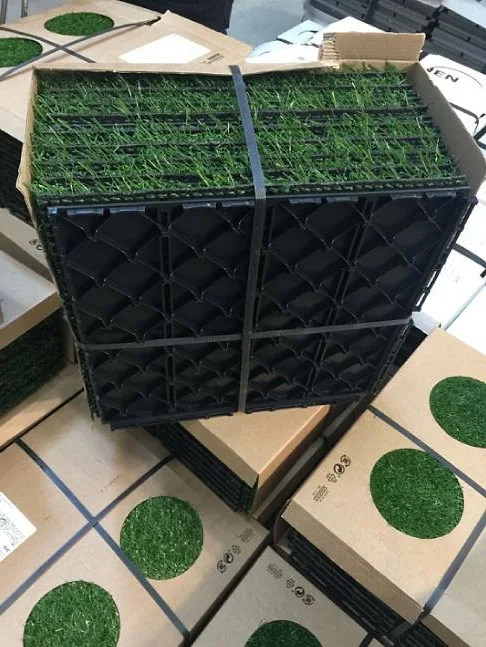 Long Life Used Interlocking Artificial Garden Grass With Plastic Bottom ...