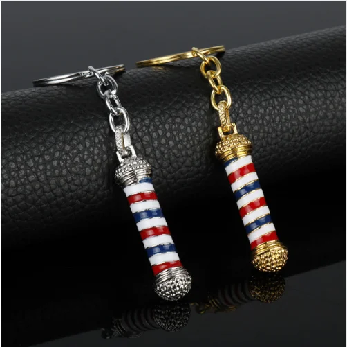 New Fashion 3d Barber Pole Barber Shop Pole Pendant Key Rings Key Chain ...