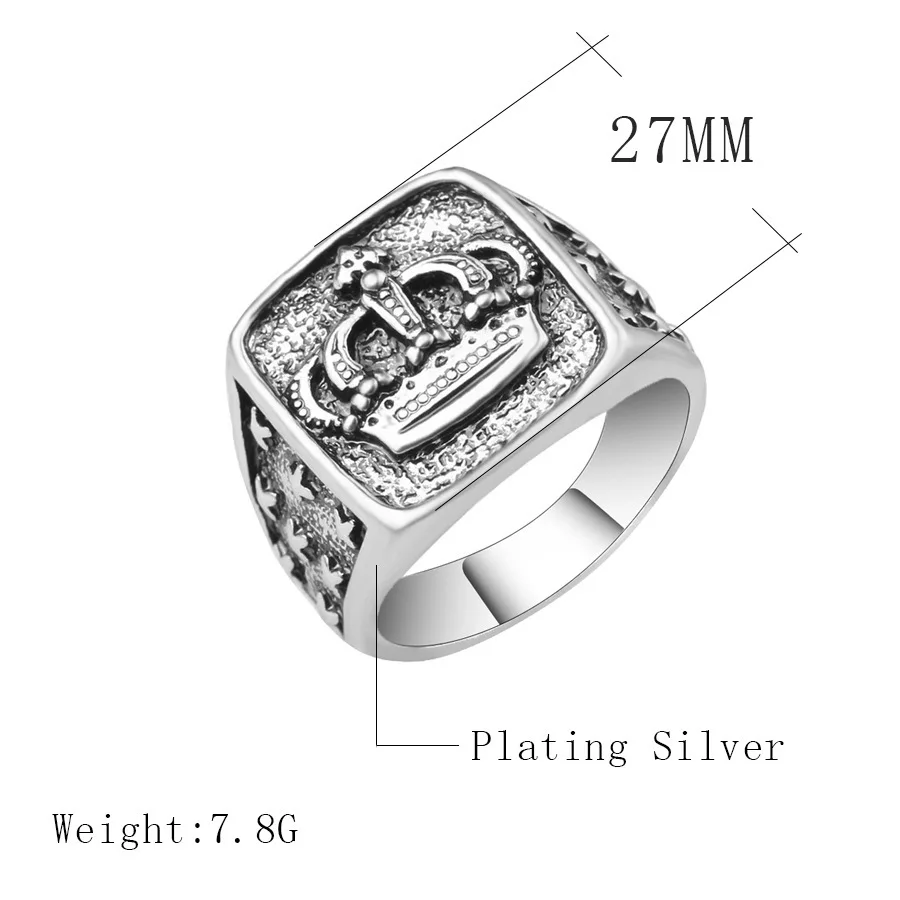 New Arrival King Queen Crown Signet Ring For Men Women Vintage Silver ...