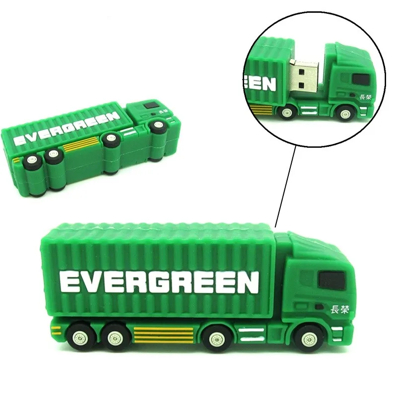 Mini Trailer Cargo Truck Usb Flash Drive Green Container Car Pen Drive ...