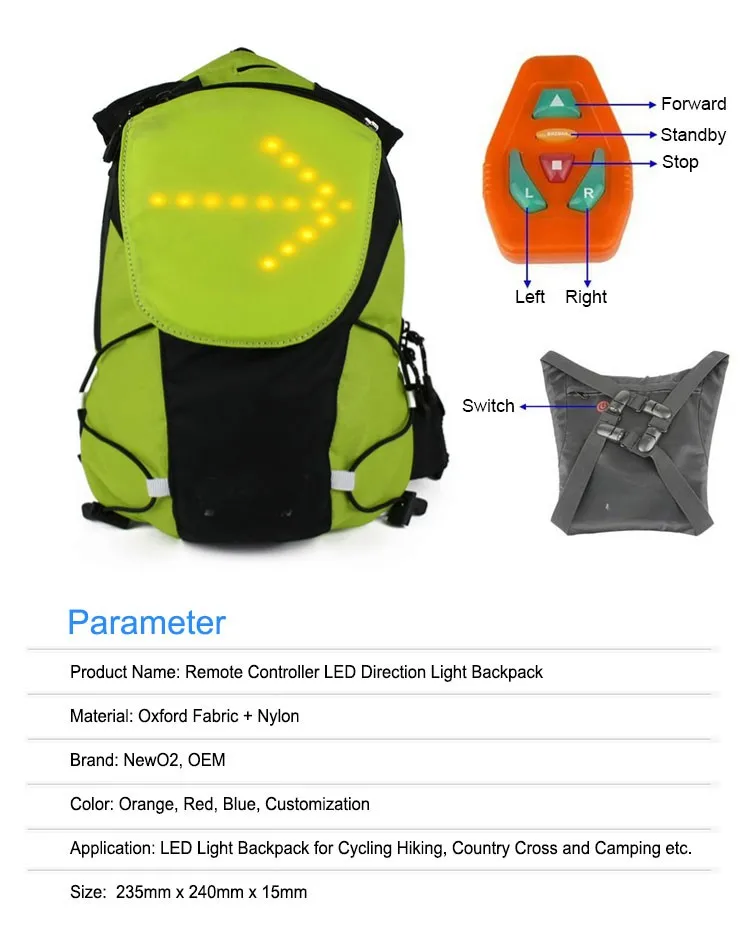 Factory Direct LED Turn Signal Bike Cycling Backpack With USB Custom ...