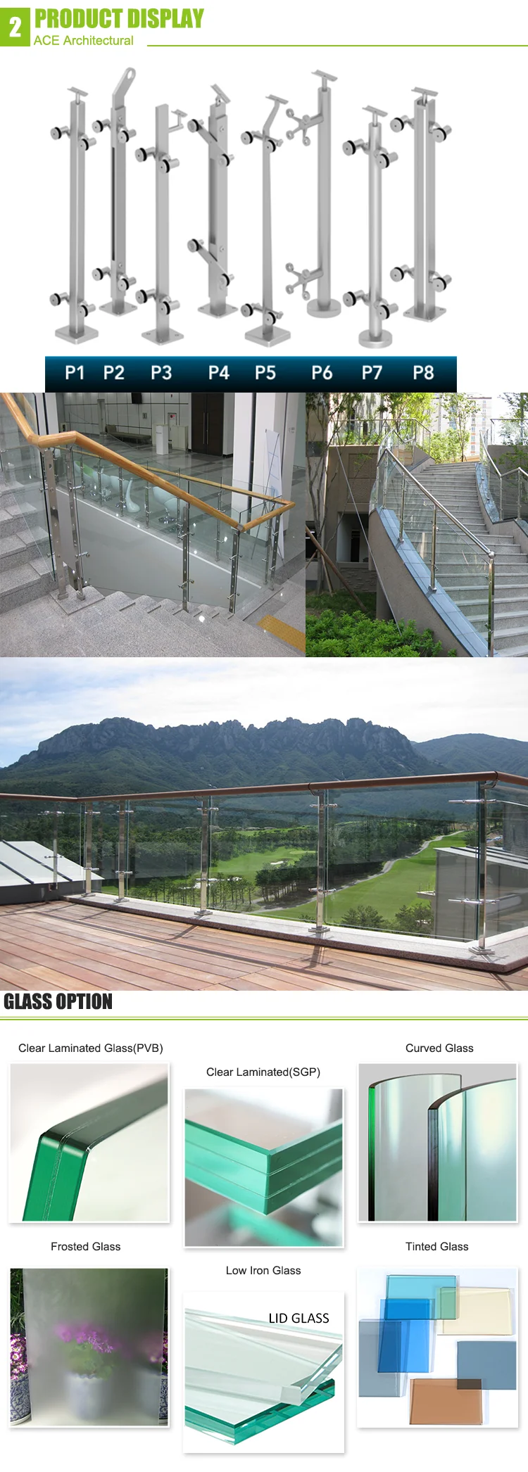 Decking Galvanized Steel Spider Post Glass Railing Design