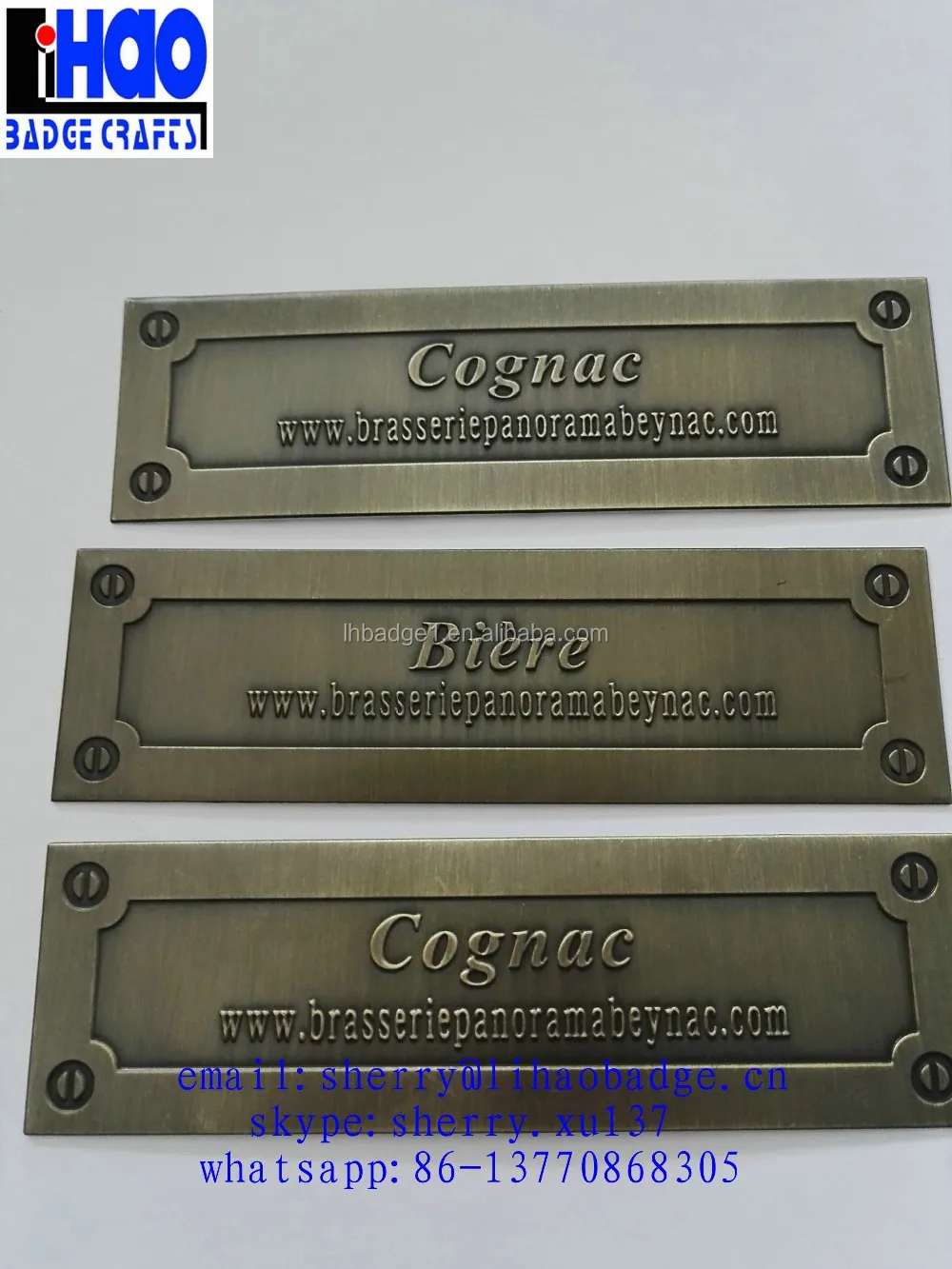 Custom Raised Metal Logo Plate,Antique Brass Metal Label/badge For ...