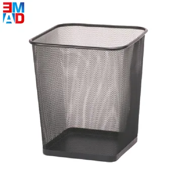 Office Black Rectangle Waste Bins Square Metal Wire Mesh Paper Basket ...