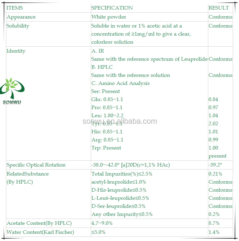 Supply Peptides Powder,Leuprorelin/leuprorelin Acetate //53714-56-0 ...