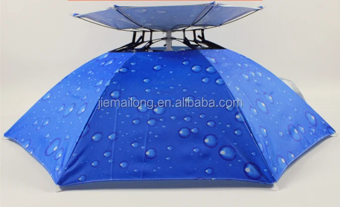 Foldable Double Layer Umbrella Hat Cap Headwear Umbrella For Fishing ...