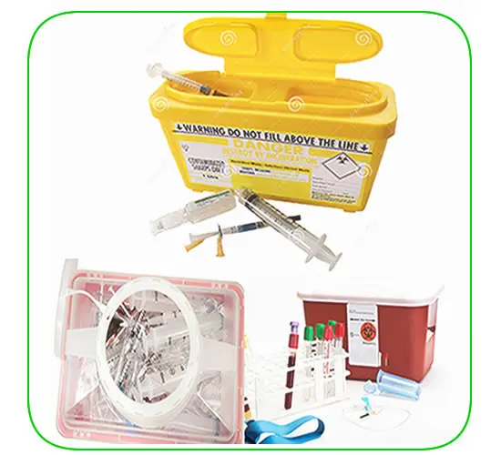 Small Sharps Container Biohazard Needle Disposal 250ml Lock Box For ...