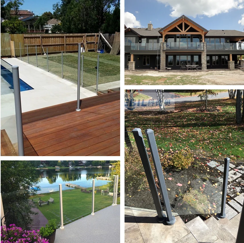 Side/Fascia Mounted Aluminum Balusters Balcony/Staircase Railing Post ...