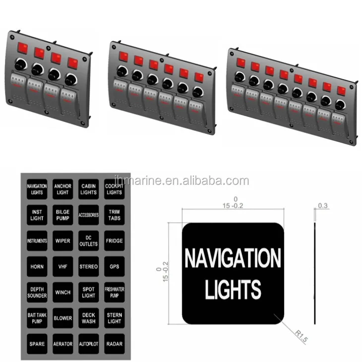 New Splashproof Switch Panel 6 Gang Lighted Marine Rocker Swith Panel ...