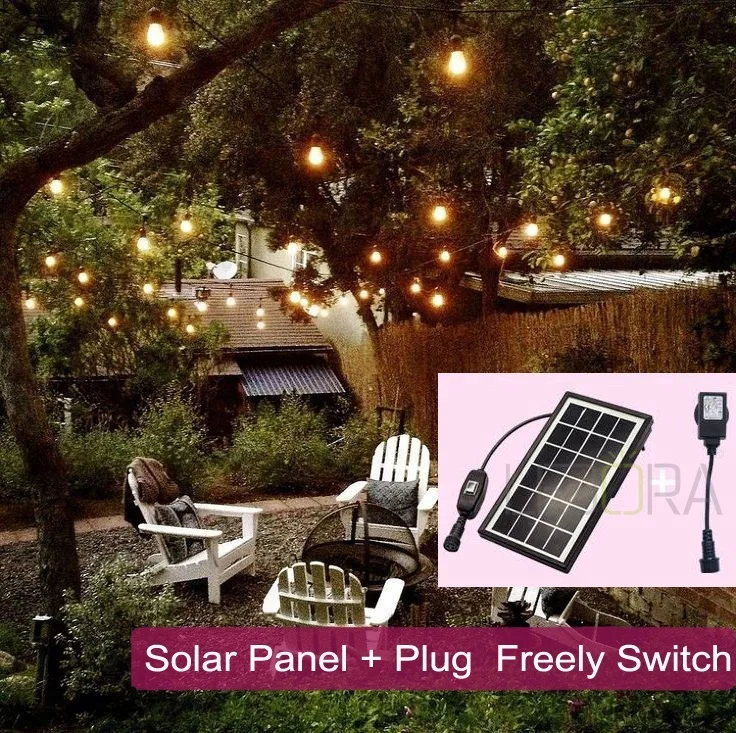 Solar Powered String Lights Set 3v 12v Led Bulbs And Solar Panel ...