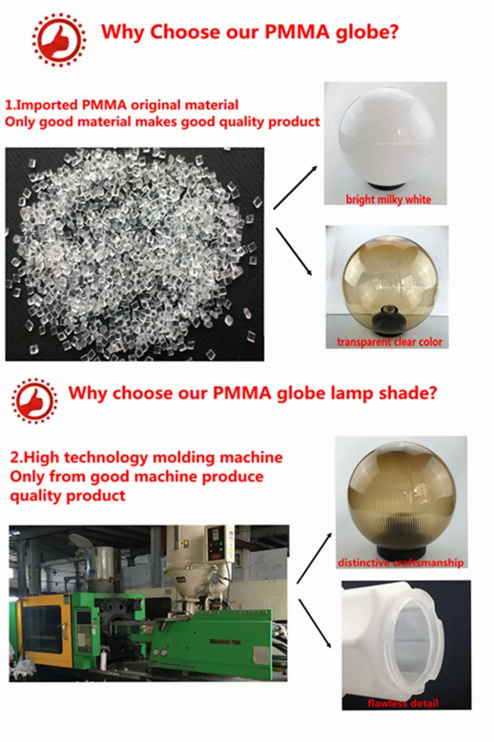 Transparent Milky White Color Pmma Globe Lamp Shade 200mm - Buy Plastic ...