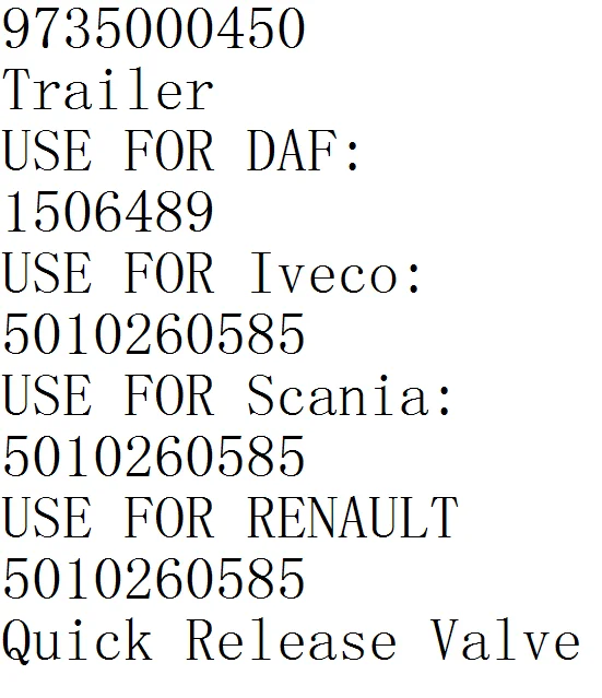 5010260585,9735000450 Quick Release Valve - Buy 5010260585,9735000450 ...