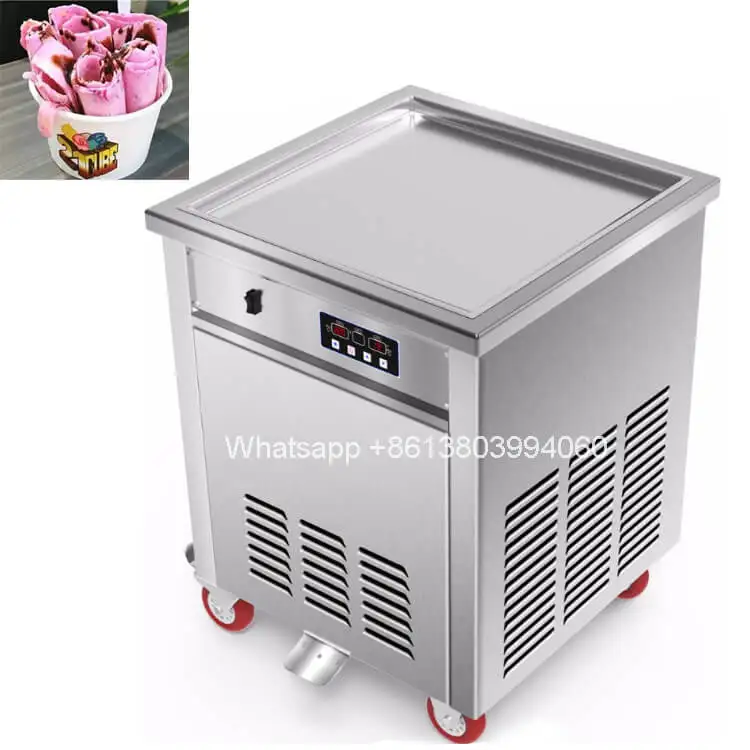 Stainless Steel 110v Single Square Cold Plate Ice Cream Roll Maker