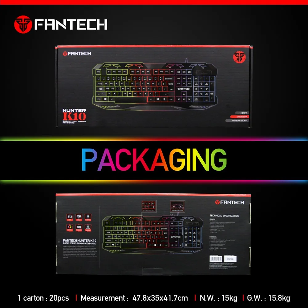Gaming Keyboard - K10 HUNTER Fantech Professional Gaming Keybaoard with LED