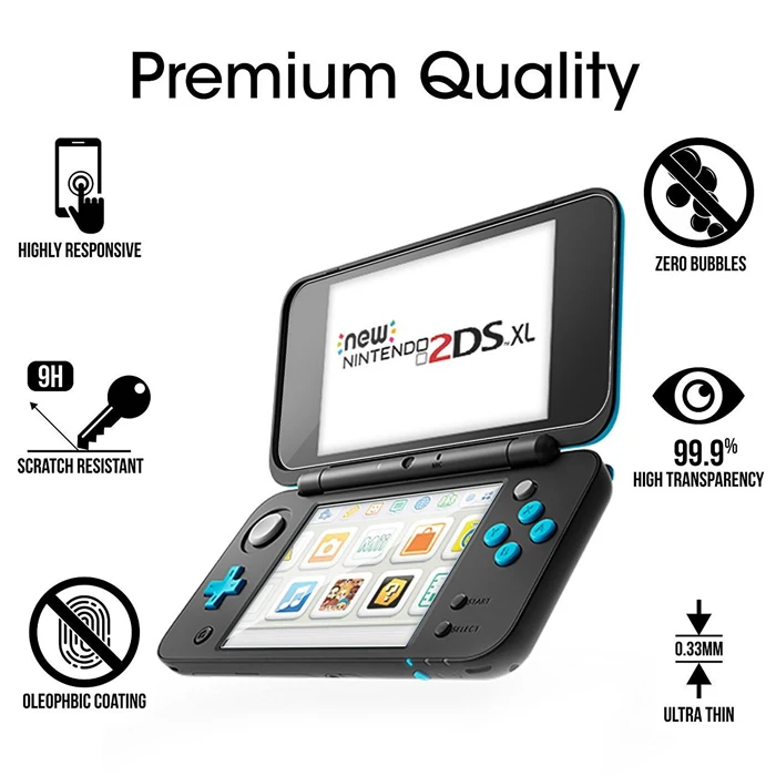 For New Nintendo 2DS XL - Premium Tempered Glass Protector