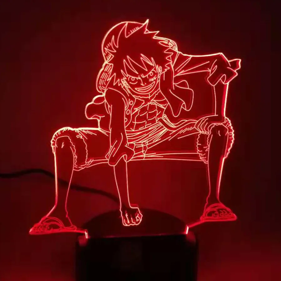 One Piece Captain Luffy 3d Led Night Light Bedroom Table Lamp Color 期間 ...