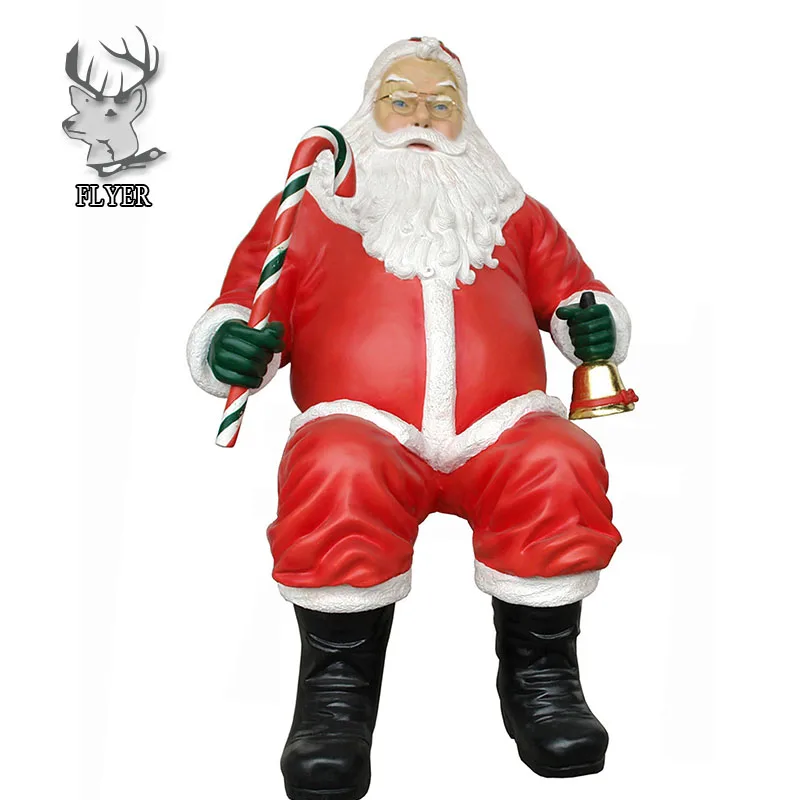 Life Size Fiberglass Santa Claus Statue for Christmas