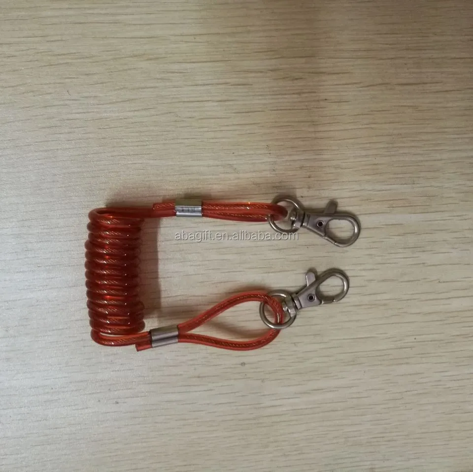 Plastic Elastic Coiled Spring Lanyard With Hook - Buy Elastic Coiled ...