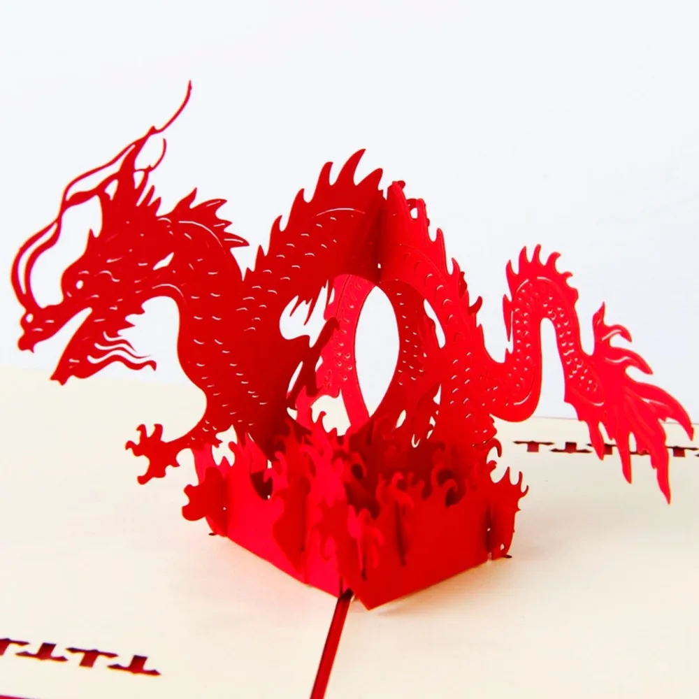 Chinese 3d Dragon Pop Up Card For New Year Gifts - Buy Dragon Pop Up ...