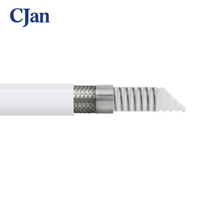 White Silicone Cover Convoluted Ptfe Hose With External Vacuum Wire For ...