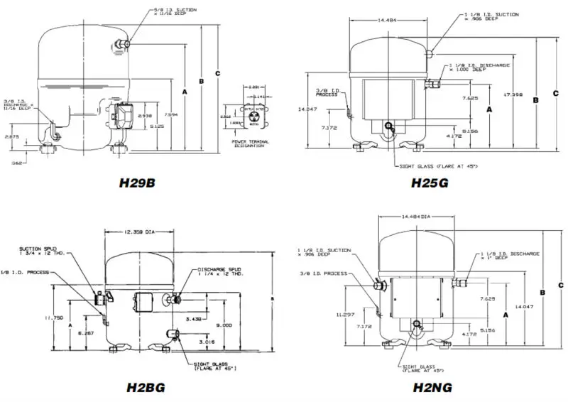 Piston Type Bristol Compressor Model H23A543DBEA - 53400BTU/H