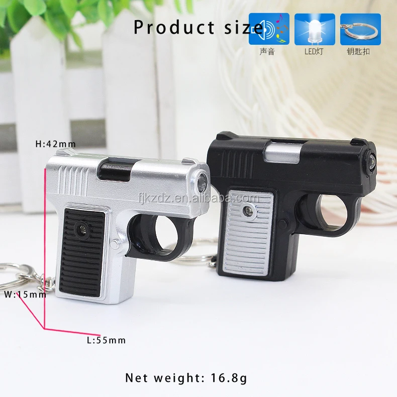 New Style Mini Gun Shape Flashlight Led Keychain Toy Light And Sound ...