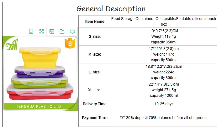 Silicone Collapsible Food Storage Containers - Folding Food Storage 4 ...