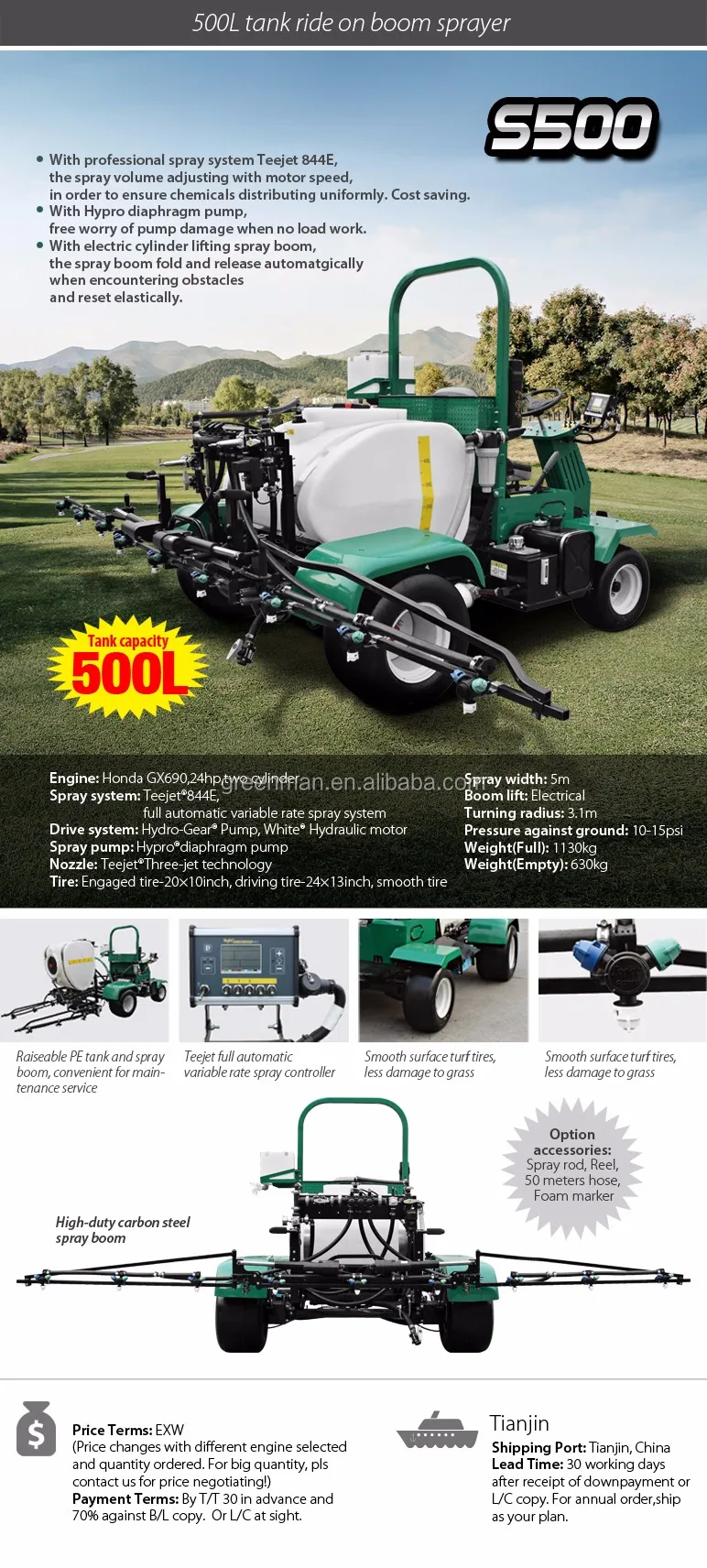 Professional Hydraulic Ride On Boom Sprayer For Golf - Buy Boom Sprayer ...