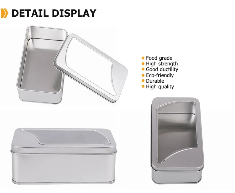 Wholesale Custom Silver Rectangular Object Storage Container Metal Tin ...