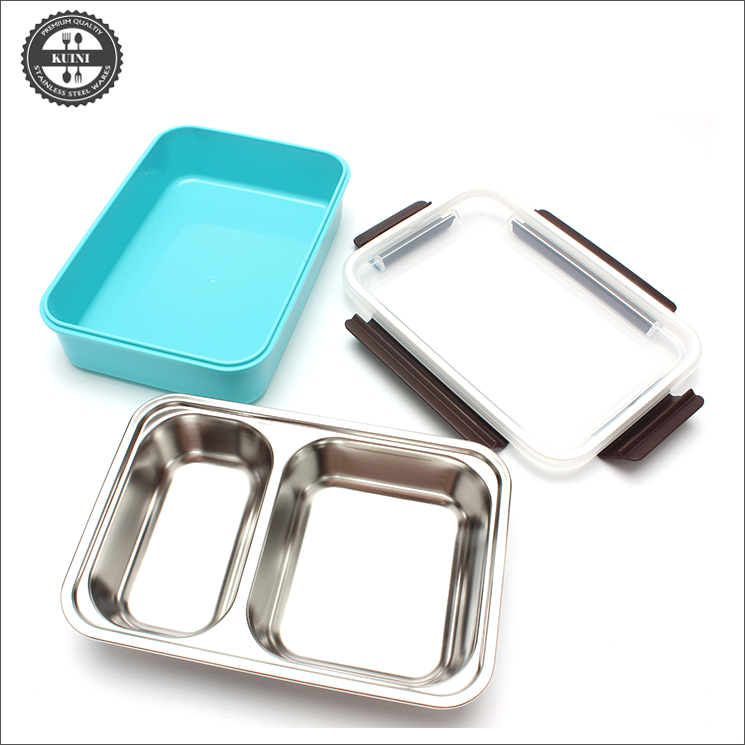 Leakproof Stainless Steel Two Compartment Food Container Plate| Alibaba.com