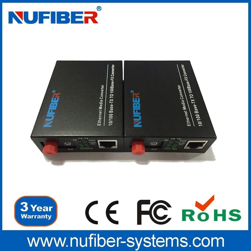 10/100/1000m Sm Single Fiber Sc Connector 20km 1310nm Media Converter ...