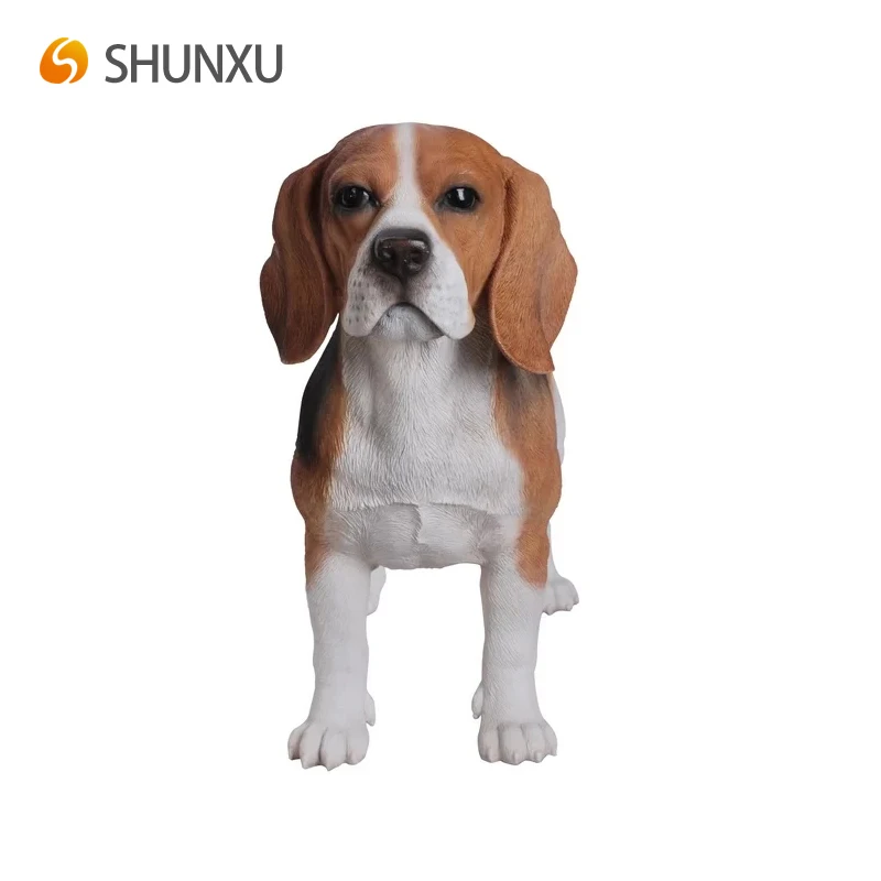 Vivid Detailed Resin Standing Beagle Dog Statue Figurine Home Garden ...