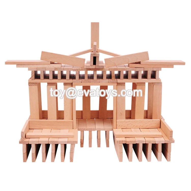 New Hottest 300 Pcs Educational Building Wooden Castle Blocks Play Set ...