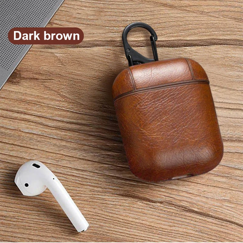 Shockproof Drop Proof Anti-lost Carabiner Leather Earbud Protective Box ...
