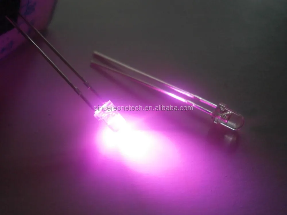 Led diode 3 MM round led in diode pink color water clear lenses 2000 ...
