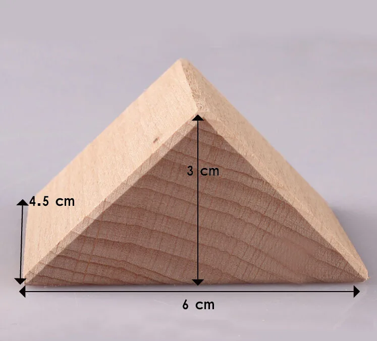 60*45*30mm Teaching Aids Material Unfinished Wooden Craft Triangle ...
