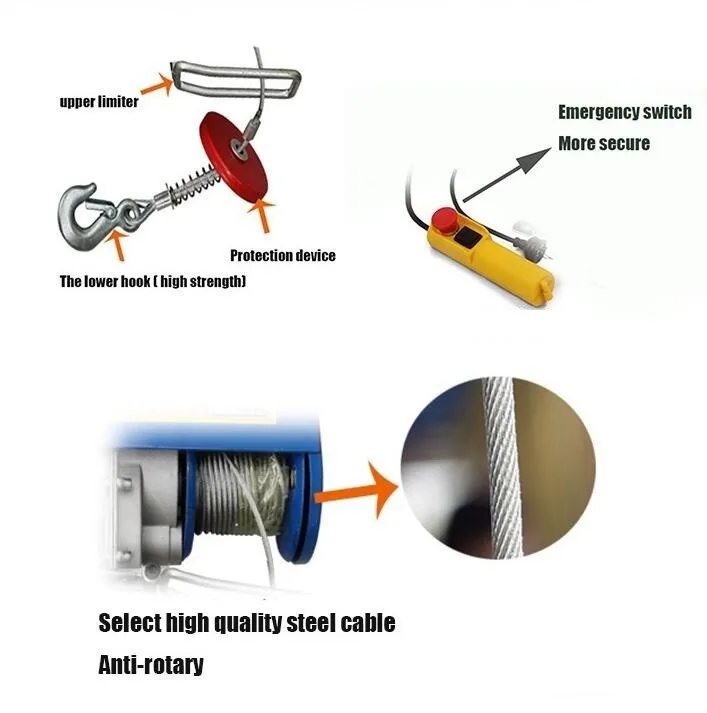 Mini Small Pa Electric Motor Wire Rope Lift Hoist Pa200 Pa300 Pa400 ...