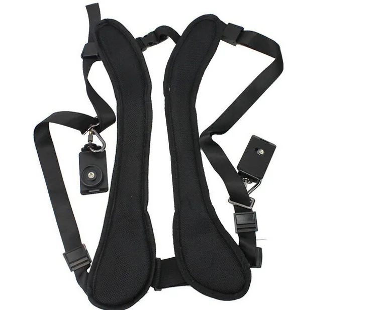 Black Double Dual Camera Shoulder Strap - Quick Adjust