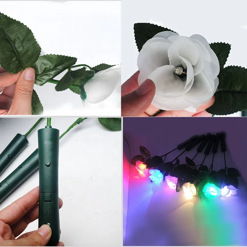 Artificial rose flowers with led flashing lights for promotion ...