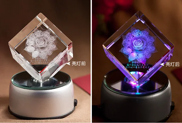 Etched Glass Cubes - 3D Crystal Gifts of Antique Beauty