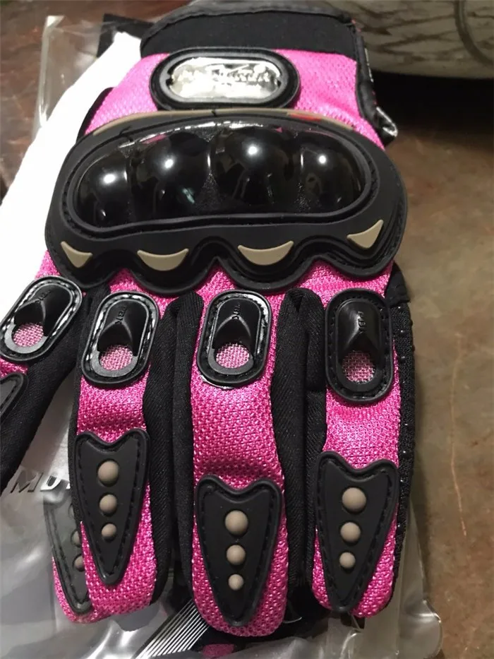 YOUME Pink Pro Biker Motorcycle Gloves - Full Finger Unisex