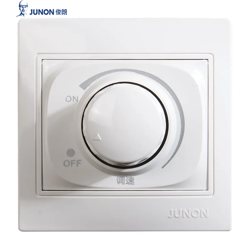 JUNON High Quality White 250W Fan Regulator Electrical Wall Switch