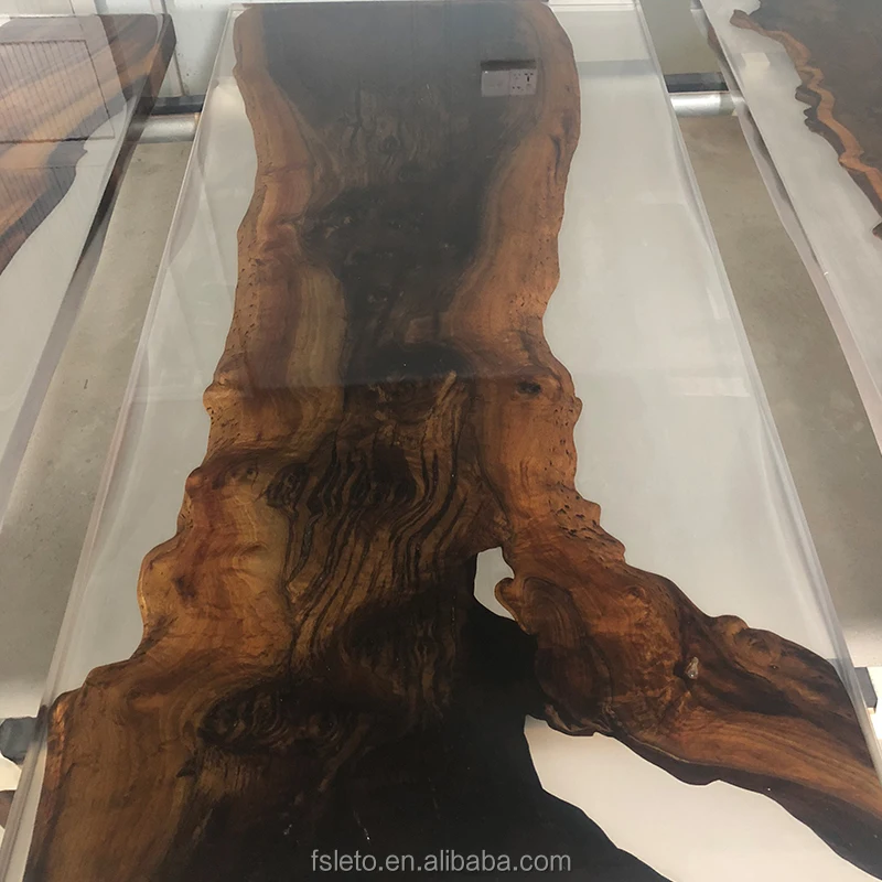 Epoxy Table American Black Walnut Slab + Clear Black Epoxy Resin Custom ...