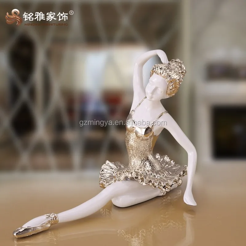 Home Decor Vividly Beautiful Decorative Ballet Dancer Gold Silver Resin ...